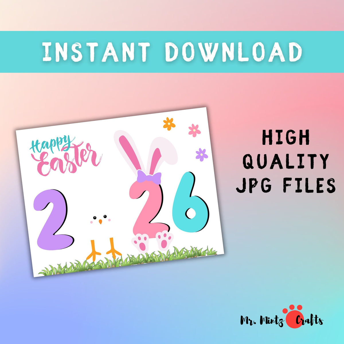 Happy Easter Chick & Bunny Handprint Craft for Kids Printable – Mr ...