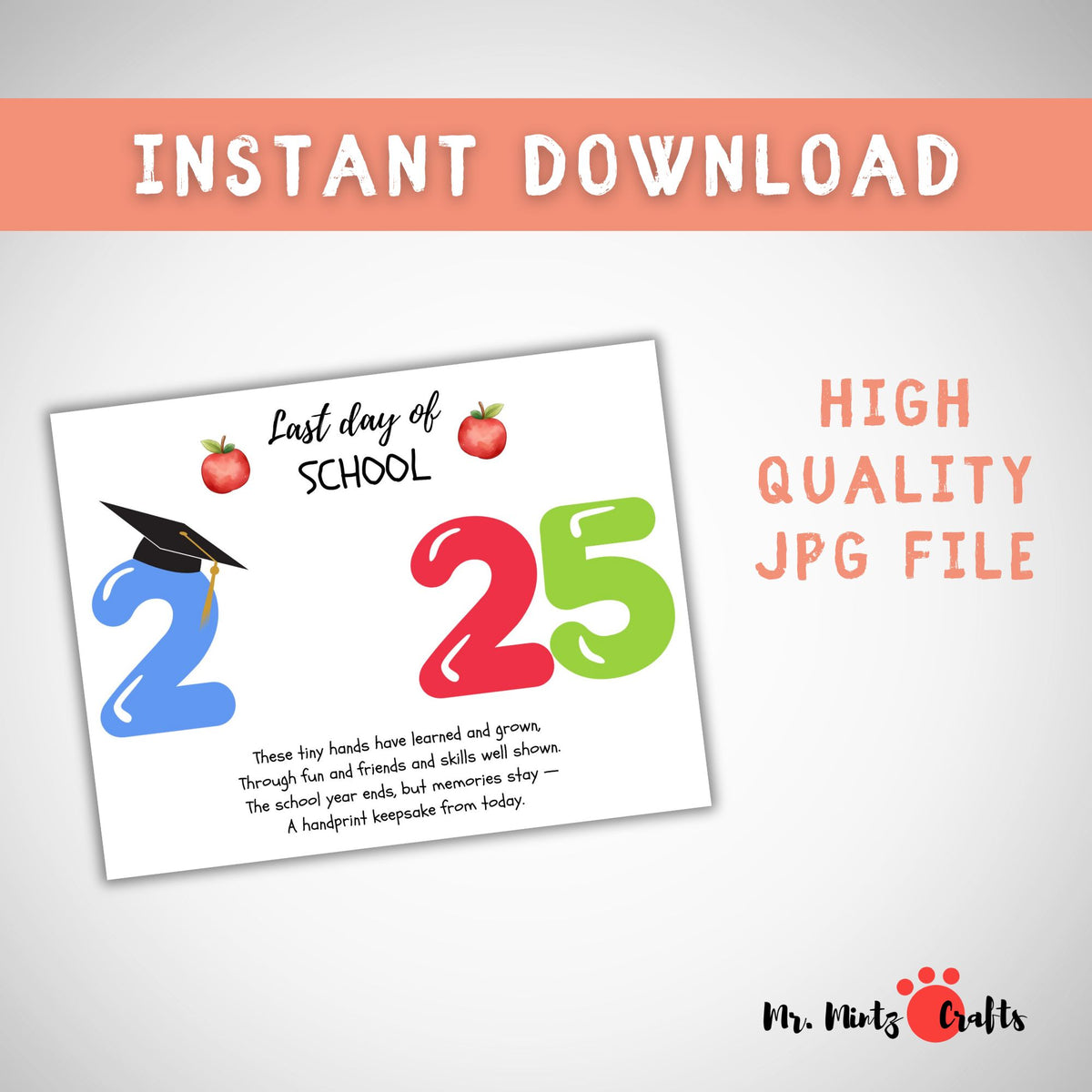 Last Day of School Handprint Printable 2026 | End of Year Preschool ...