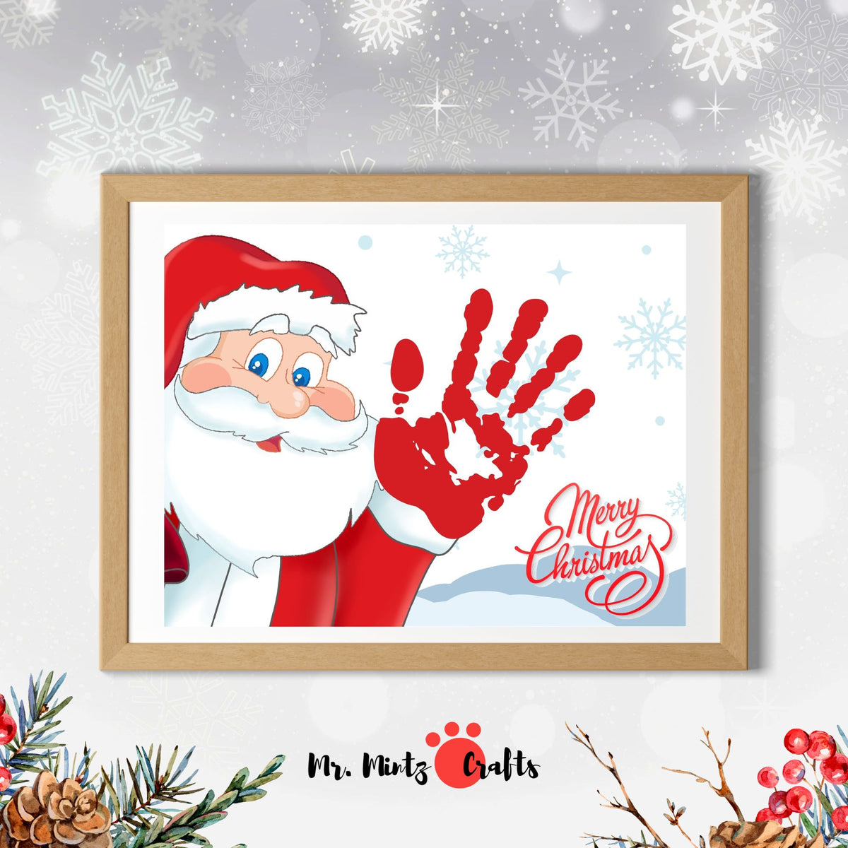 Festive Christmas Santa Claus Handprint Art Craft for Kids Printable ...