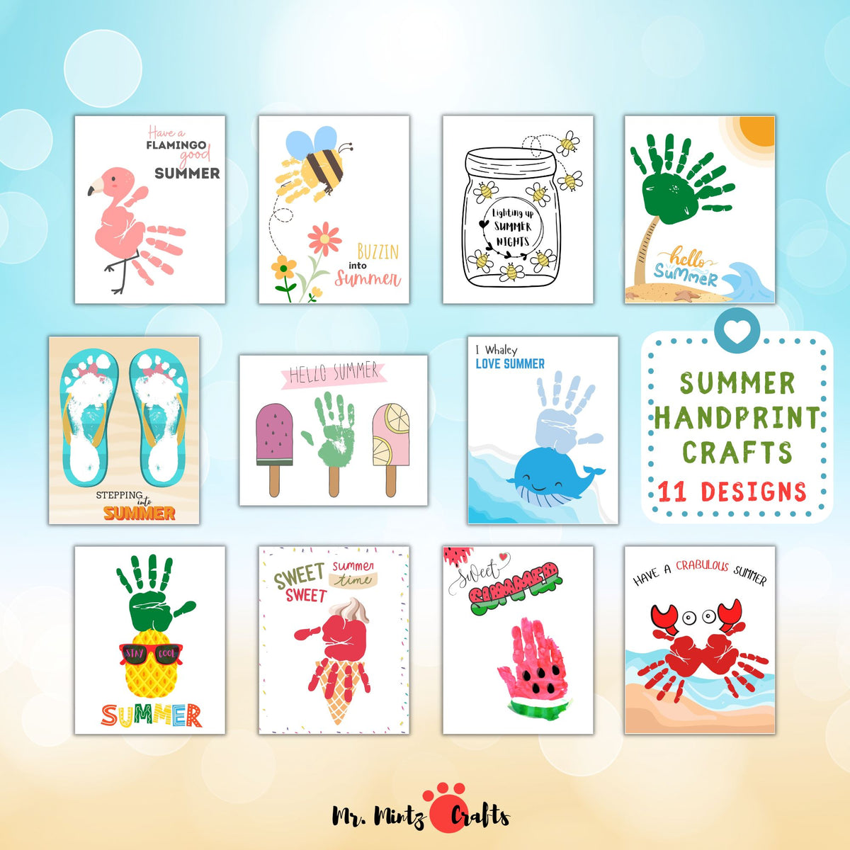 Summer Handprint Crafts | 11 Designs – Mr. Mintz: Easy Crafts and ...