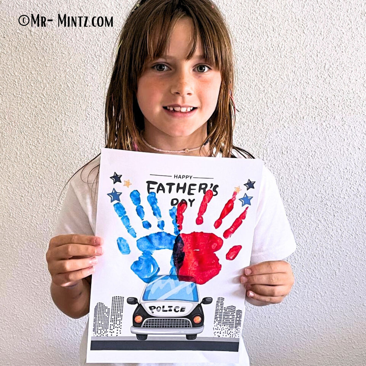 Father’s Day Police Craft for Kids | Printable Handprint Card for ...