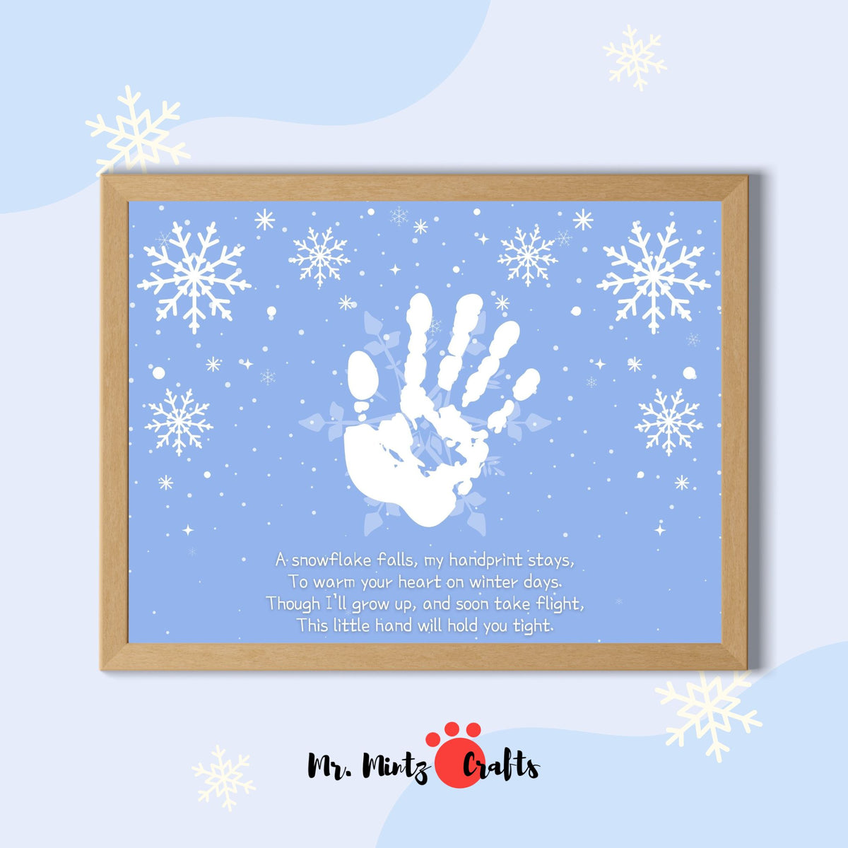 Snowflake Handprint Craft for Kids | Winter Poem Keepsake Activity – Mr ...