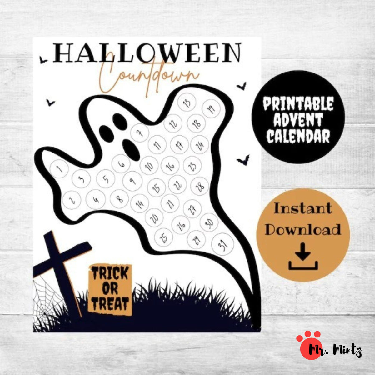 Halloween Ghost Countdown Calendar – Mr. Mintz: Easy Crafts and ...