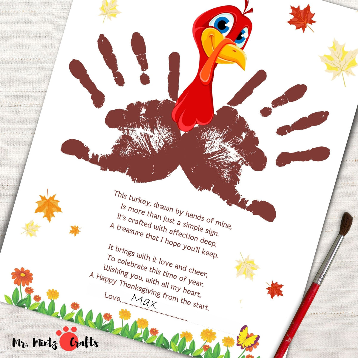 Turkey Handprint Poem Printable – Mr. Mintz: Easy Crafts and Activities ...