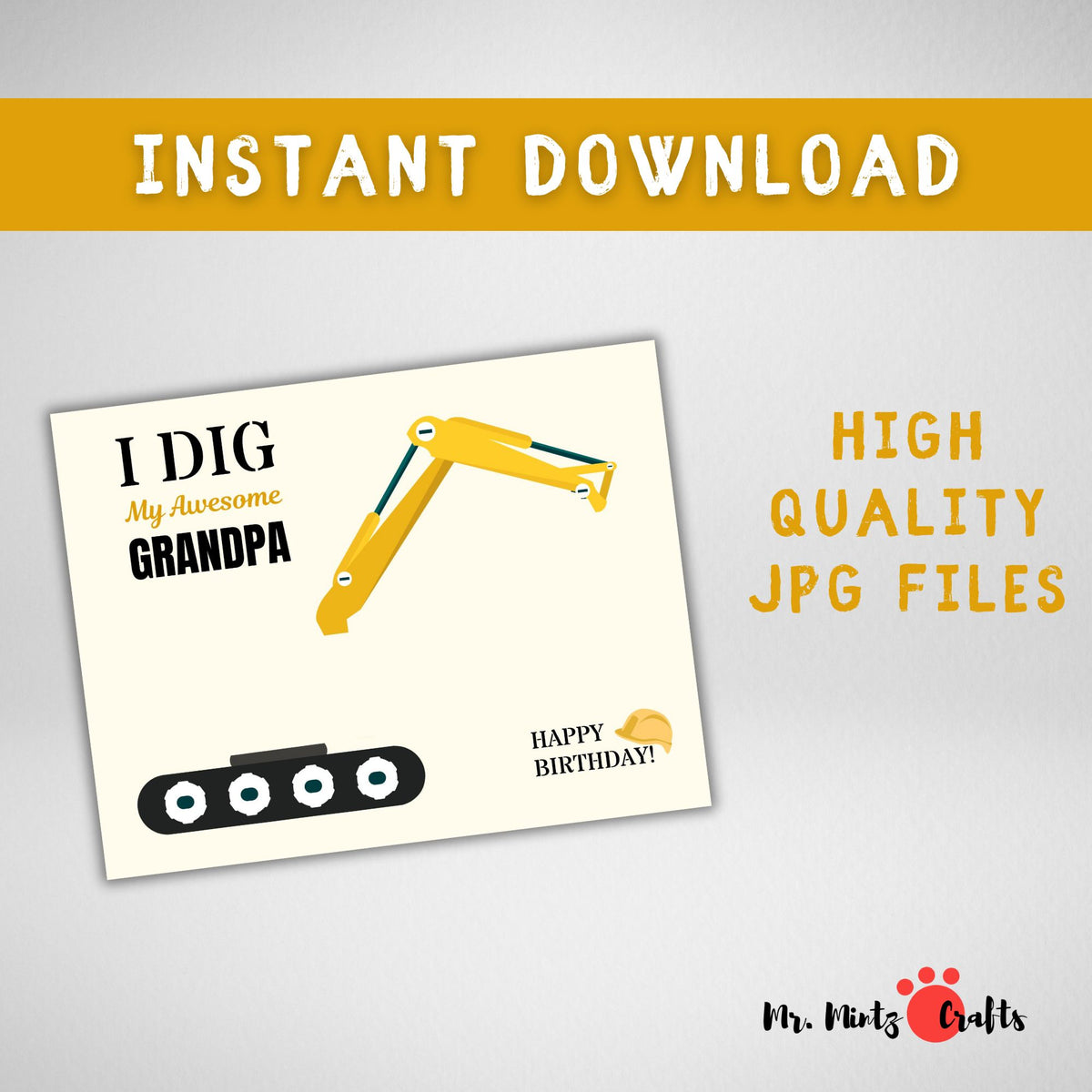 I Dig My Grandpa Handprint Craft – Fun Construction Gift for Kids – Mr ...