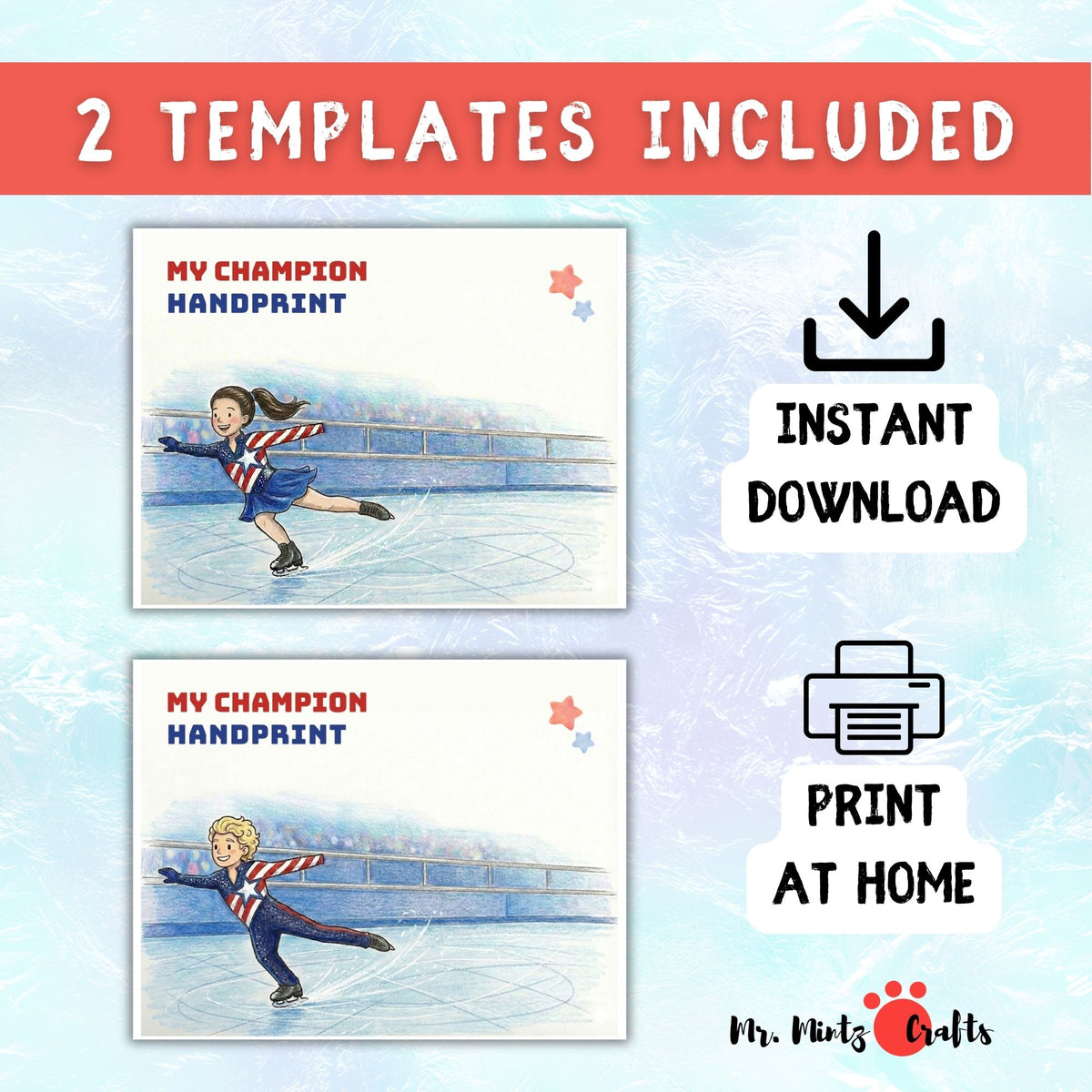 Figure Skating Handprint Craft Printable for Kids | Sports Keepsake ...