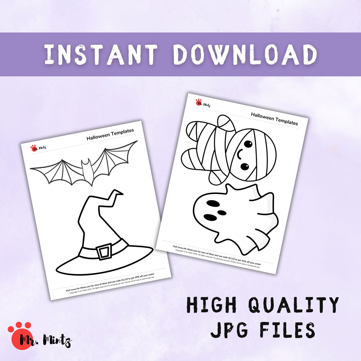 Printable Halloween Templates – Ghost, Mummy, Bat & Hat Crafts – Mr ...