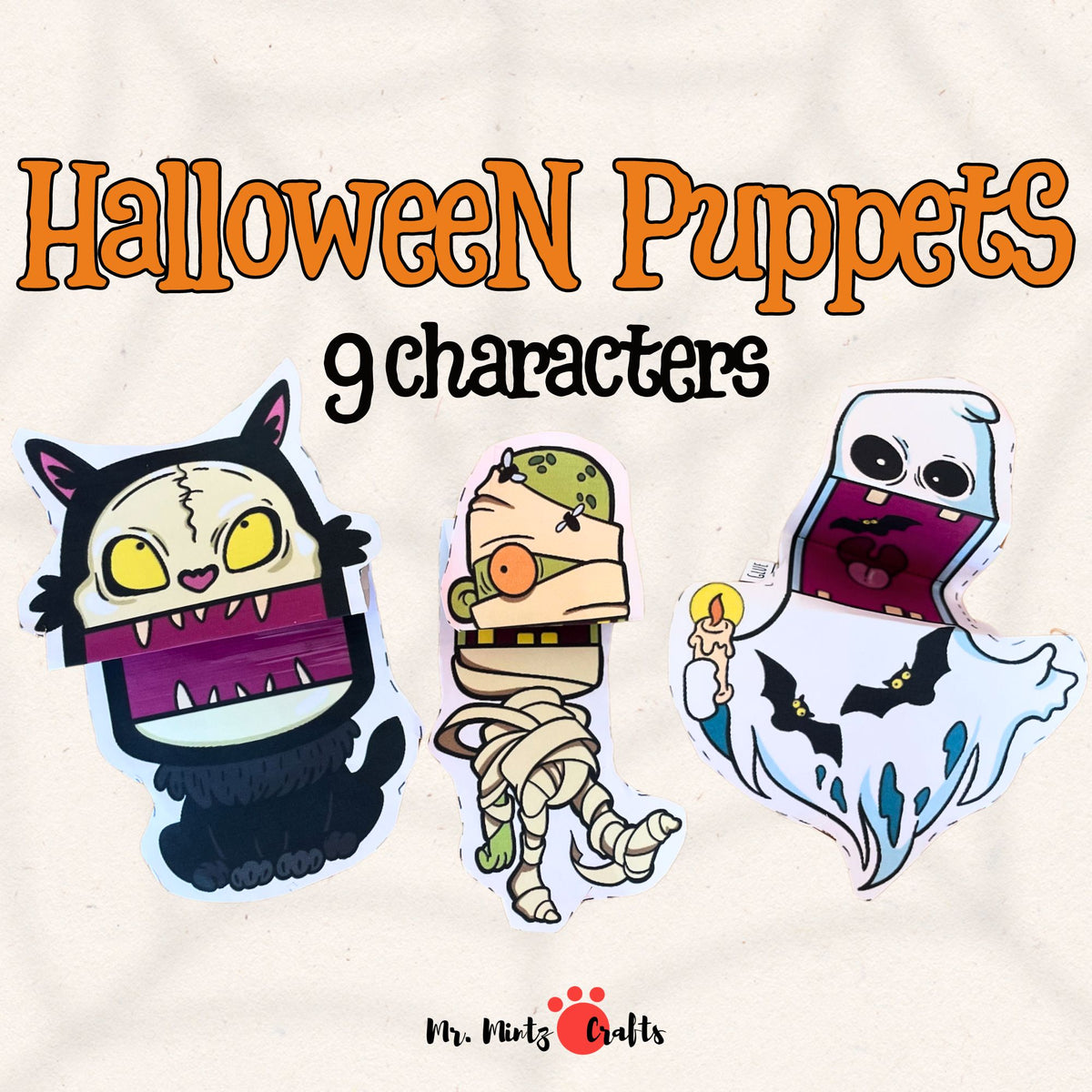 Printable Halloween Monster Finger Puppet Craft – Witch, Vampire, Jack ...