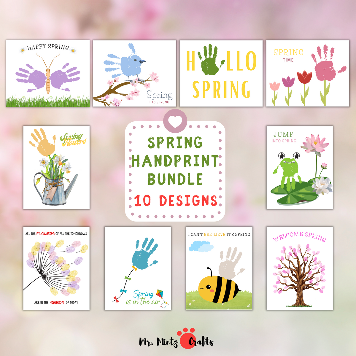 Spring Handprint Craft Bundle - 10 Creative Designs for Kids – Mr ...