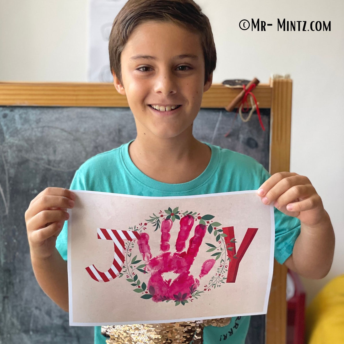 Christmas JOY Handprint Craft Template – Mr. Mintz Crafts