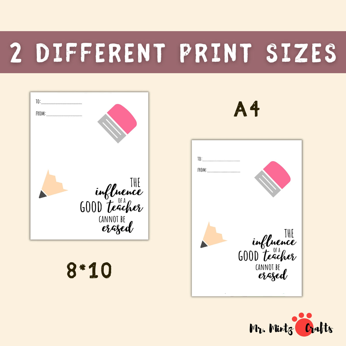 Personalized Handprint Art Print "The Influence of a Good Teacher" – Mr ...