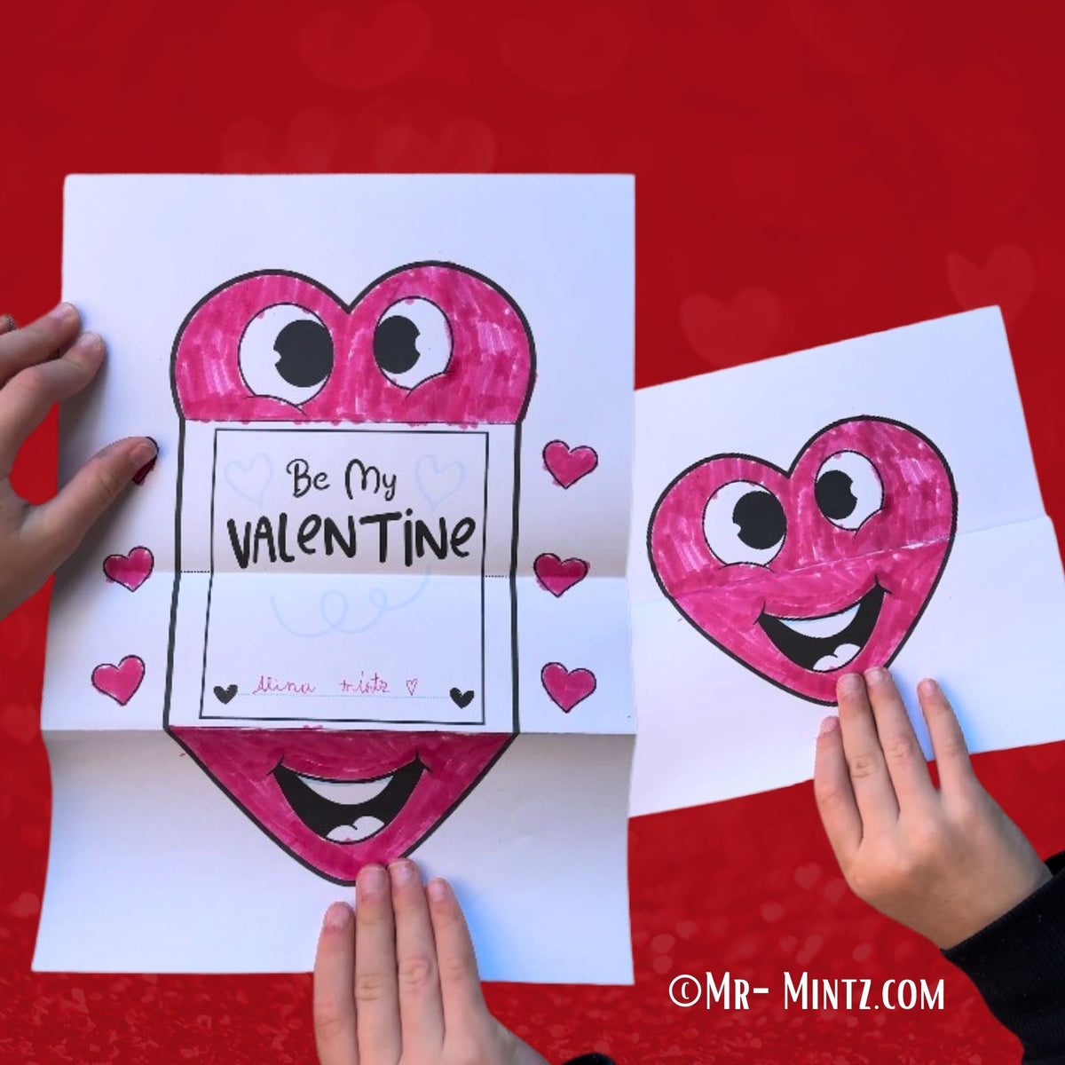 Printable Folding Heart Cards – Color & Black-and-White Customizable ...