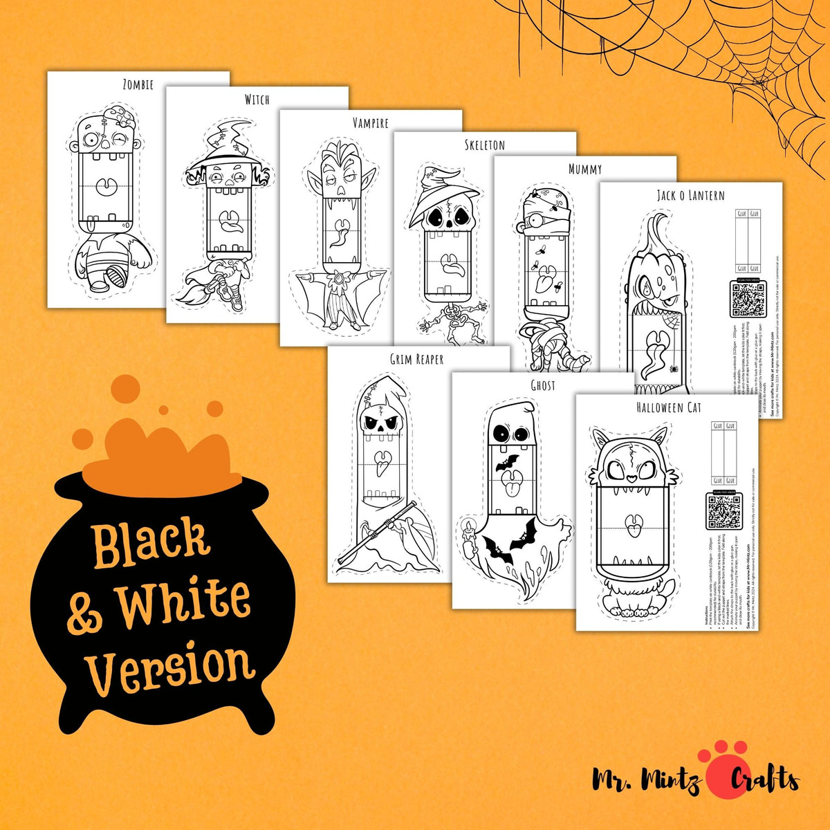 Printable Halloween Monster Finger Puppet Craft – Witch, Vampire, Jack ...